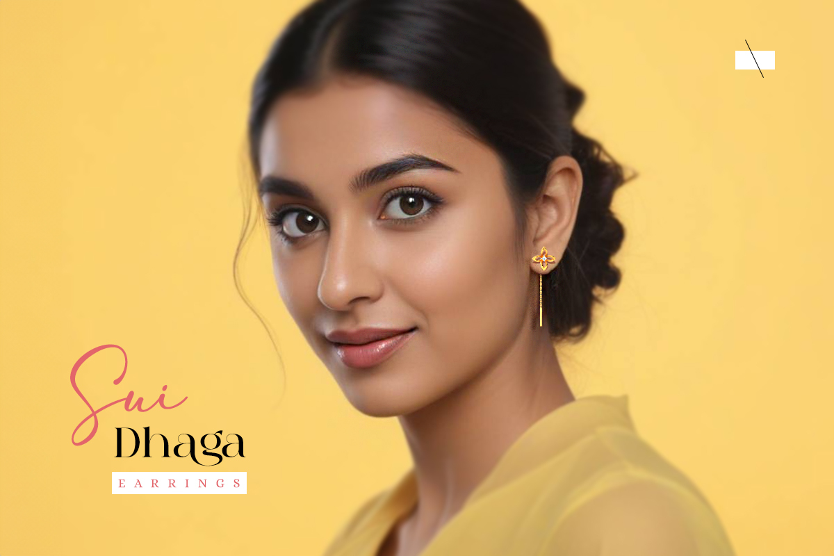 6 Modern Sui Dhaga Gold Earrings Designs Wear On Diwali